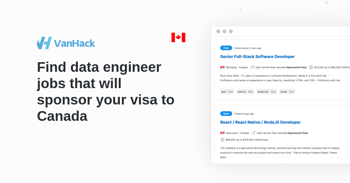 Data engineer jobs in Canada - VanHack
